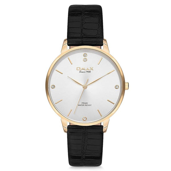 Buy Omax Silver Round Dial with Black PU Strap Formal Watch for Women