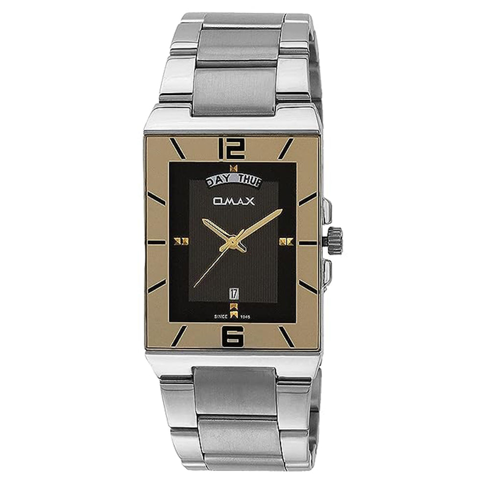 Buy Omax Black Square Dial with Silver Chain Watch for Men – FASHOM